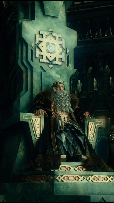 King Thror on the throne of Erebor | The hobbit, Hobbit dwarves, Dwarf city
